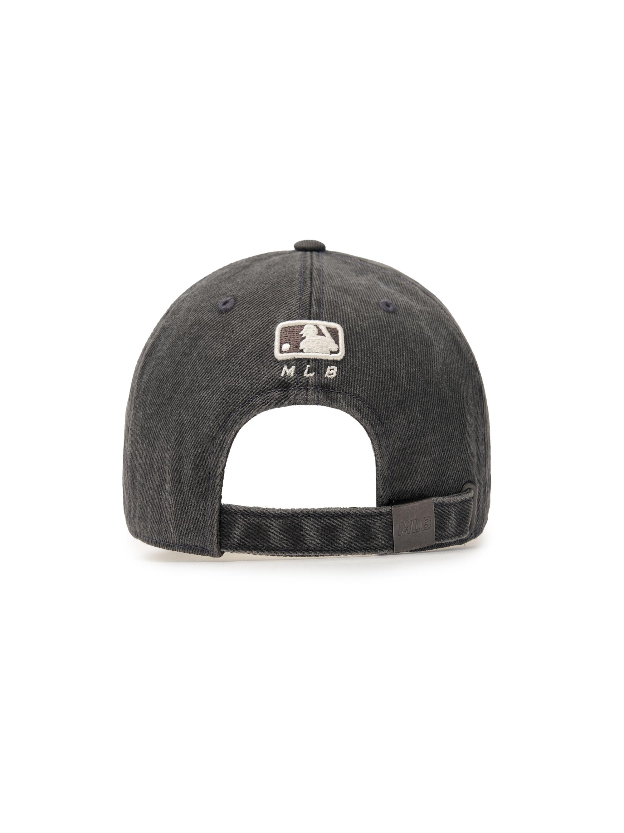 MLB 바시티 레터링 컬러데님 언스트럭쳐 볼캡 뉴욕양키스 (DARK GRAY)