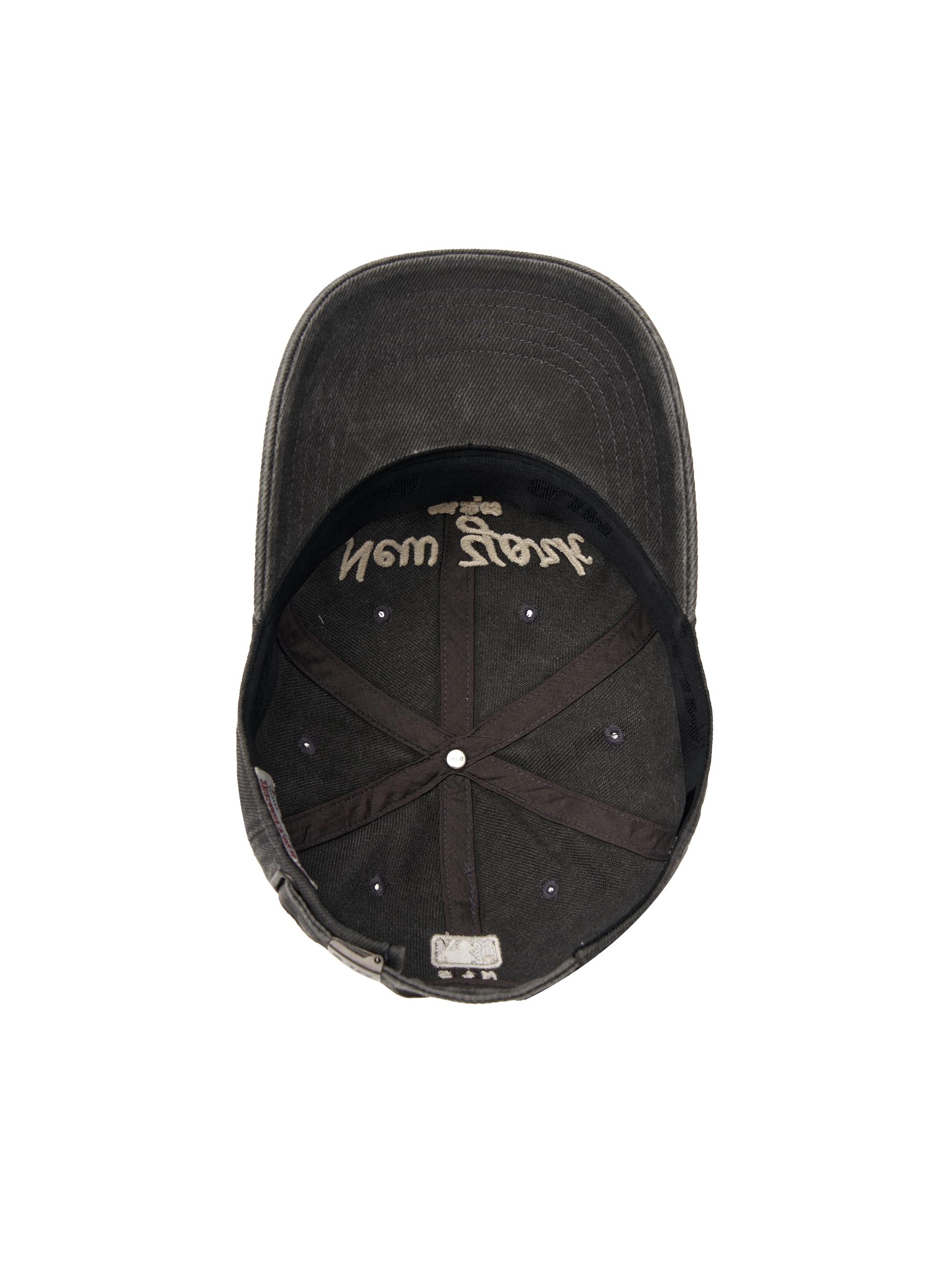 MLB 바시티 레터링 컬러데님 언스트럭쳐 볼캡 뉴욕양키스 (DARK GRAY)