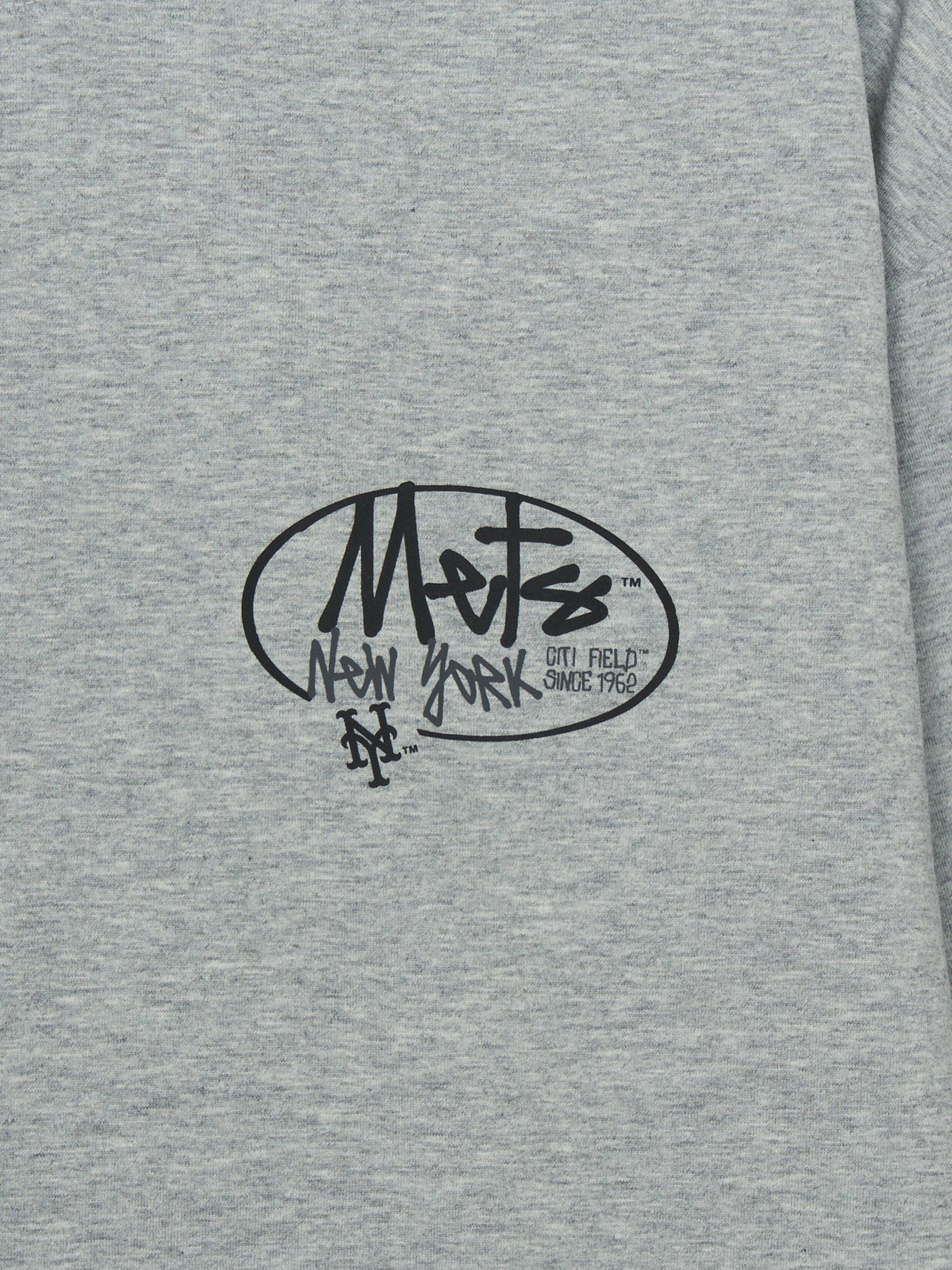 MLB 베이직 스트릿로고 레이어드 오버핏 긴팔 티셔츠 뉴욕 메츠 (GRAY)